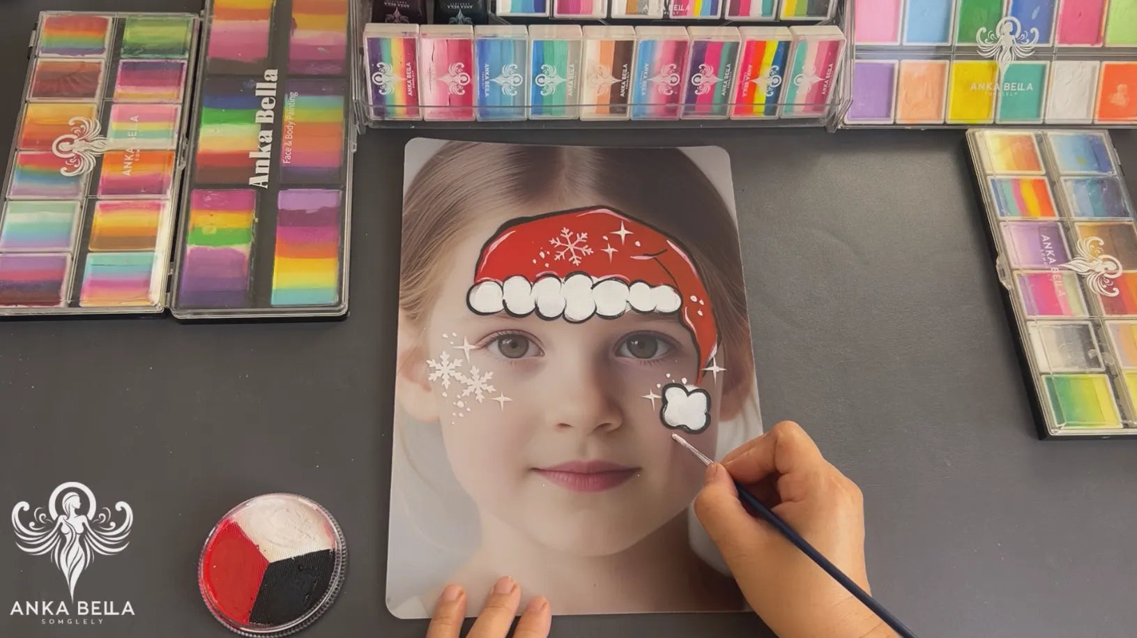 Holiday Santa Hat Face Painting Tutorial for Kids | Easy Christmas Des ...